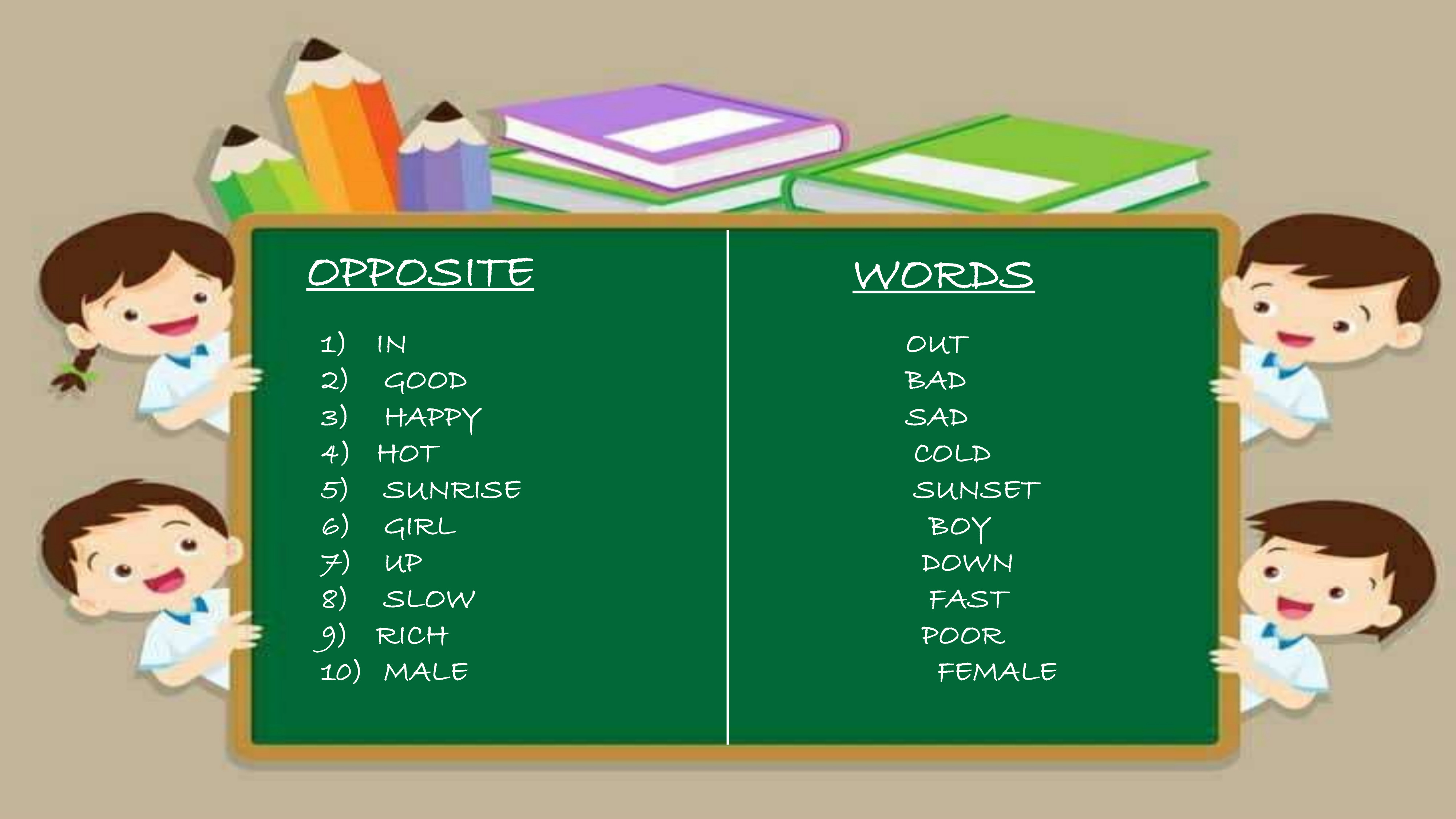 Opposite Words for Kids - MyPrivateTutor India